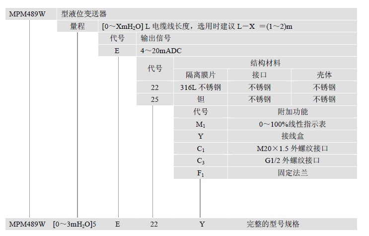 MPM489W-麦克传感器 液位变送器 MPM489W-
