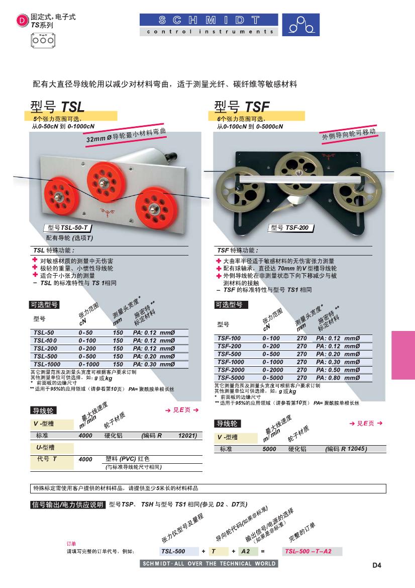 德国施密特纤维张力传感器TSL-50-纤维张力传感器 施密特张力传感器 张力传感器-