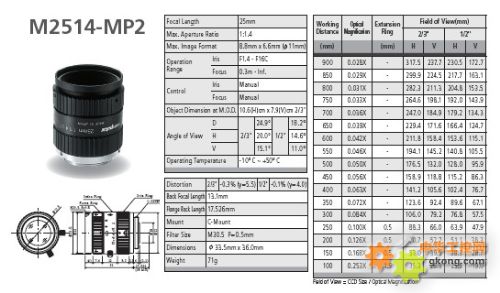 供应日本computar工业镜头百万像素镜头-M2514-MP2-computar 工业镜头 百万像素镜头-M25-